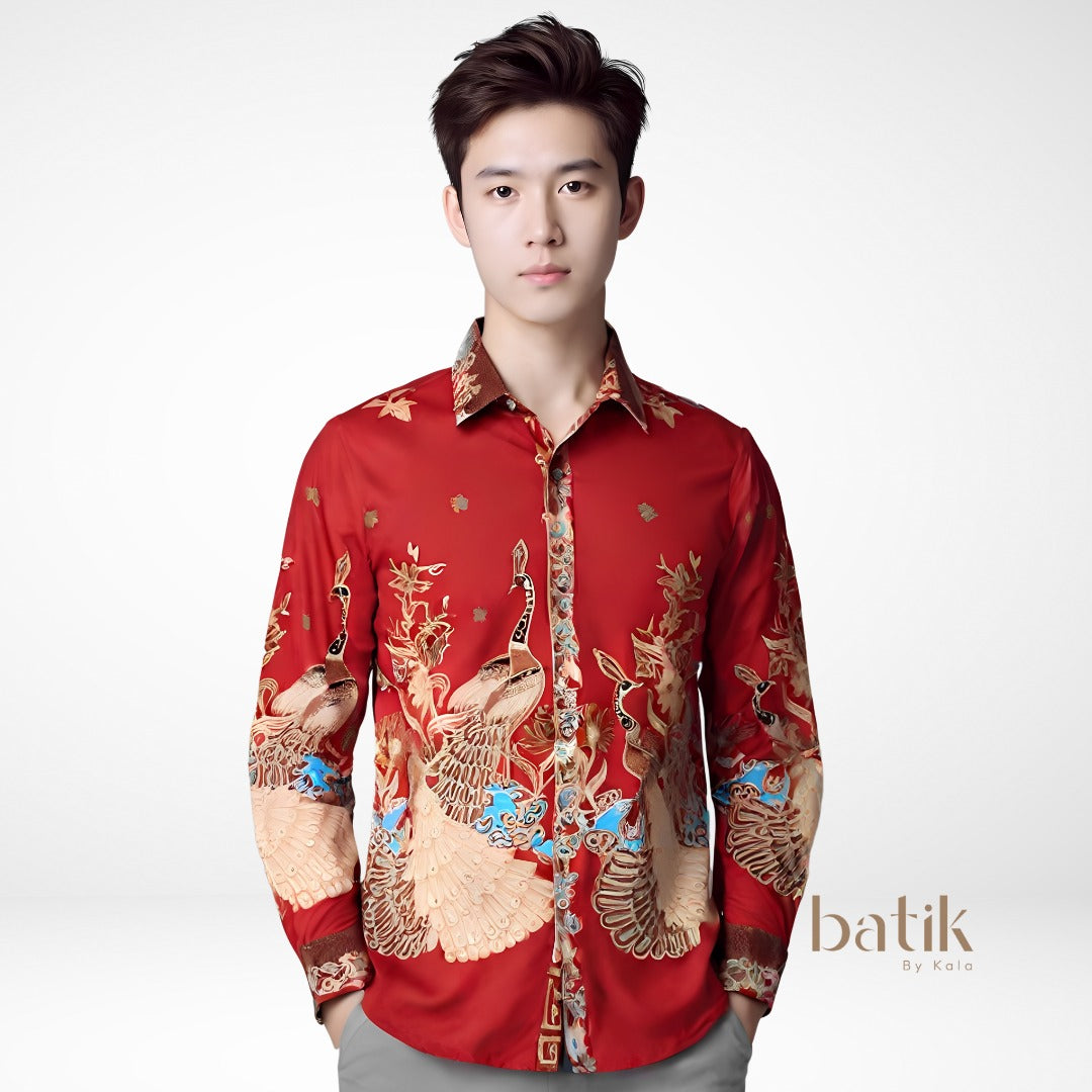 Men's Long Sleeve Batik - Phoenix Prosperity | Batik Malaysia